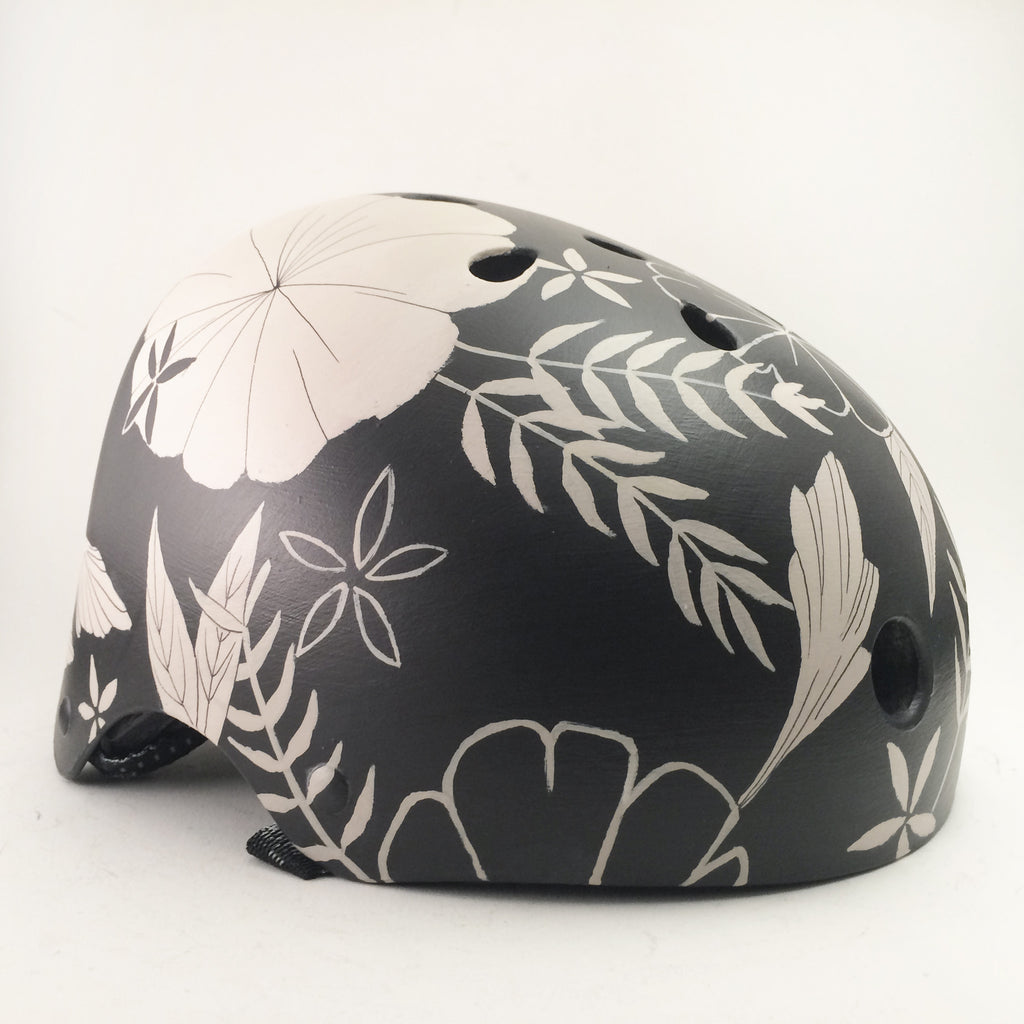Black and Tan Floral Bike Helmet | Inkwell Helmets