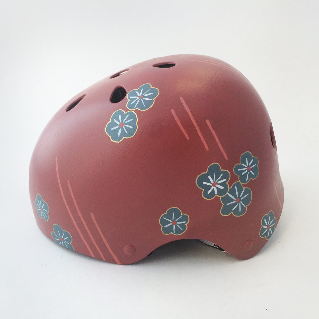 Red Floral Bike Helmet | Inkwell Helmets